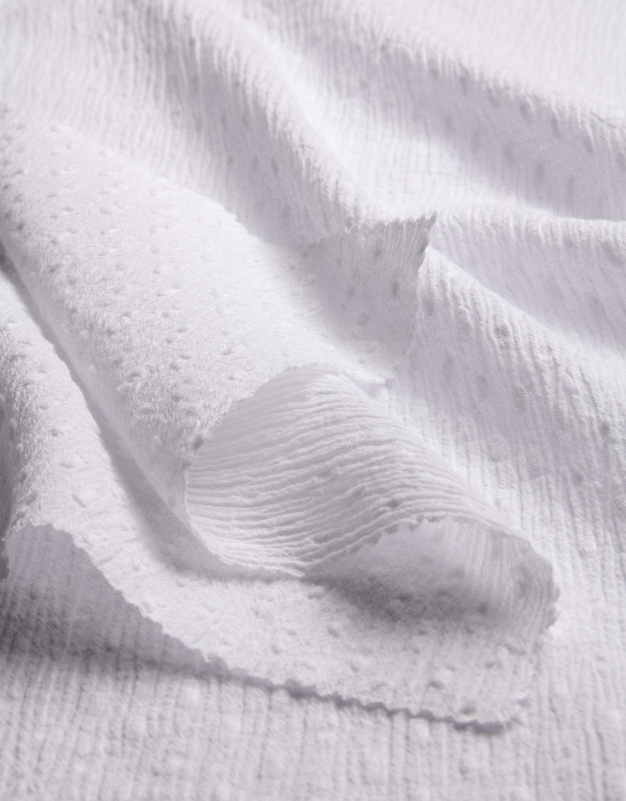 Bianastra, Krepp Stoff, weiß, Baumwolle, Tupfenkrepp in Schn...