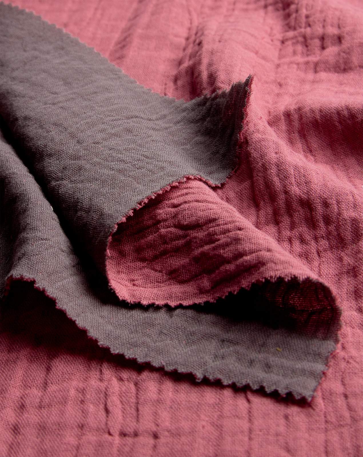 Bio-Bicolora basalt-rose, Gaze / Mull Stoff, altrosa, Baumwo...