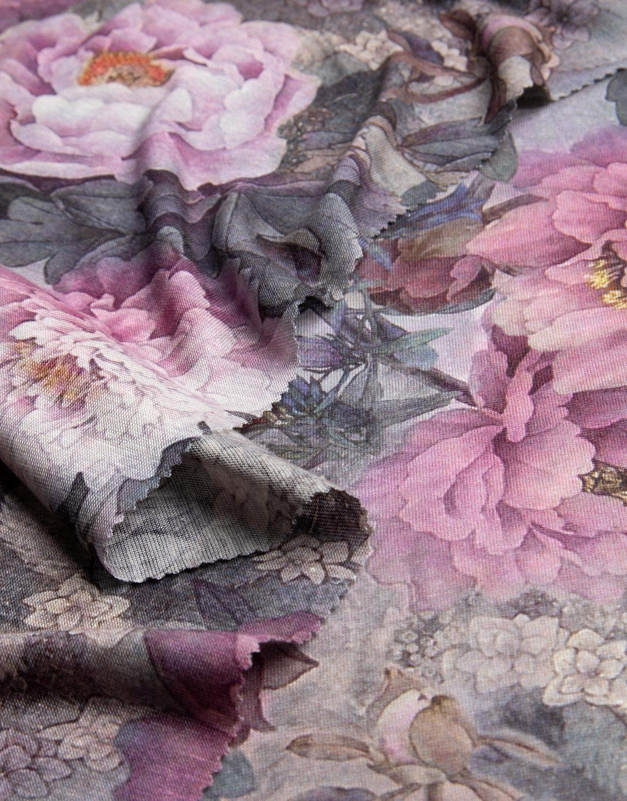 Blütenzauber-Jersey, Reststück 50 cm, Single-Jersey Stoff, m...