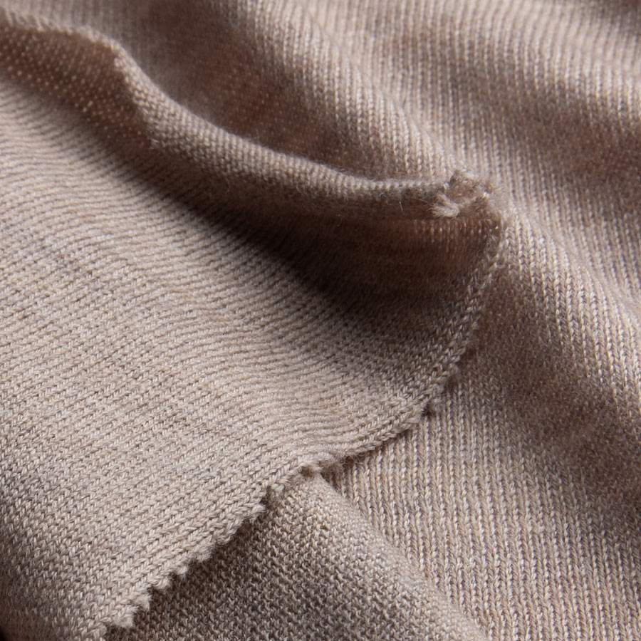 Merino-Feinjersey beige-melange, Knitted, Fabrics, beige, Wo...