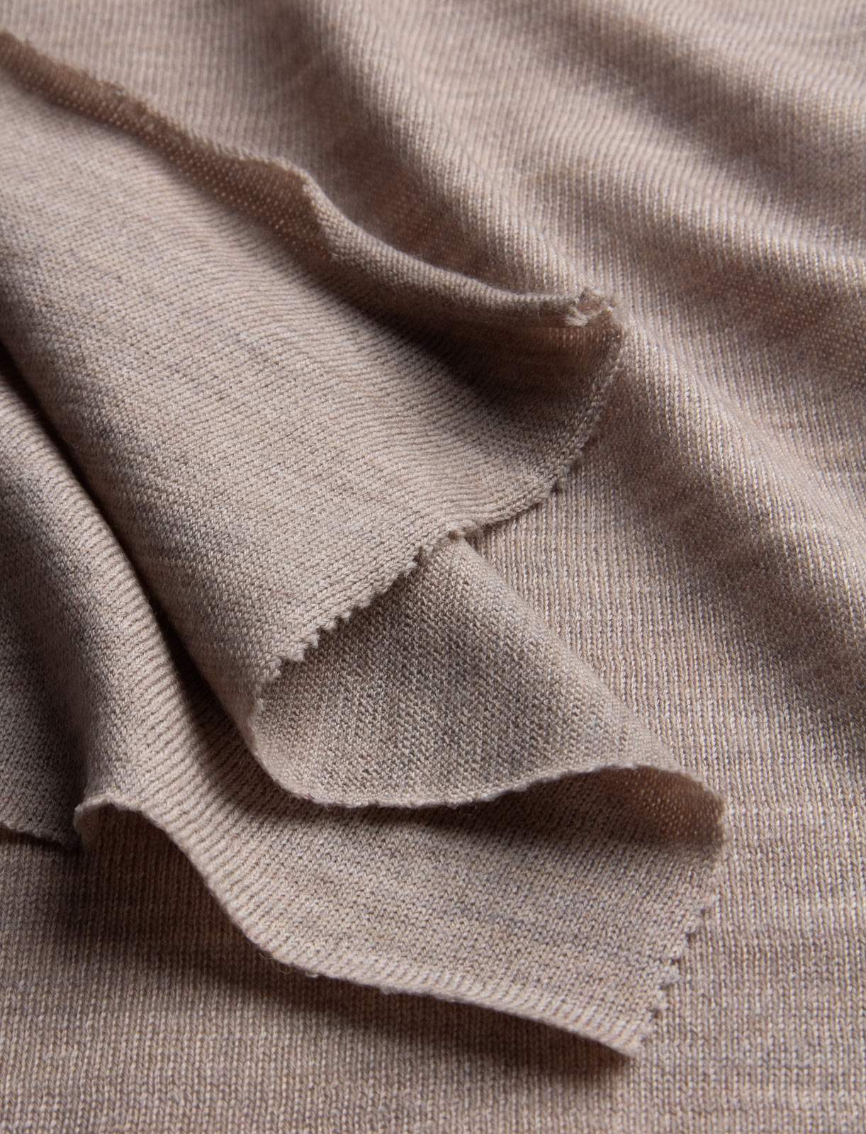 Merino-Feinjersey beige-melange, Knitted, Fabrics, beige, Wo...