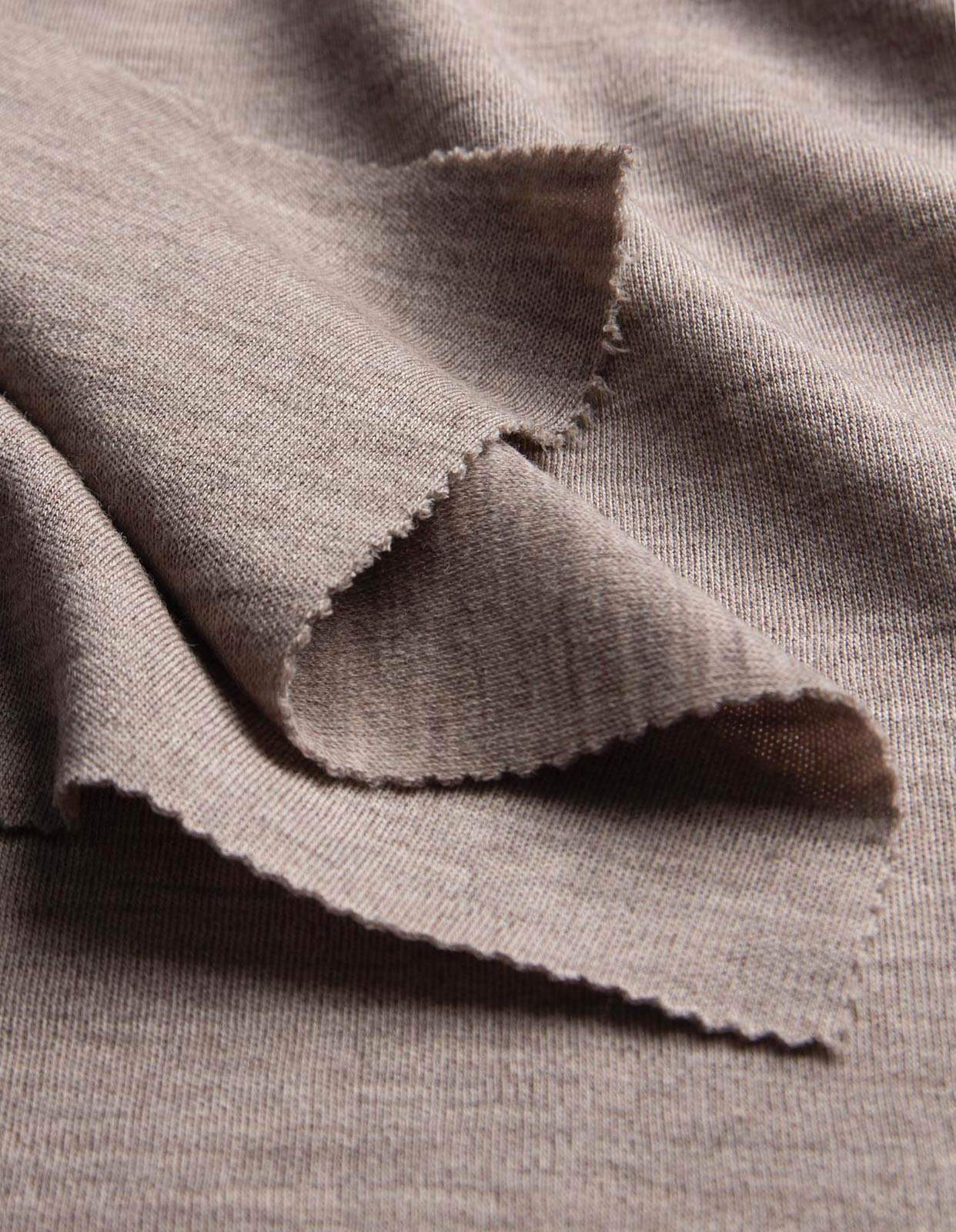 Merino-Interlock beige, Interlock-Jersey Stoff, Schurwolle,