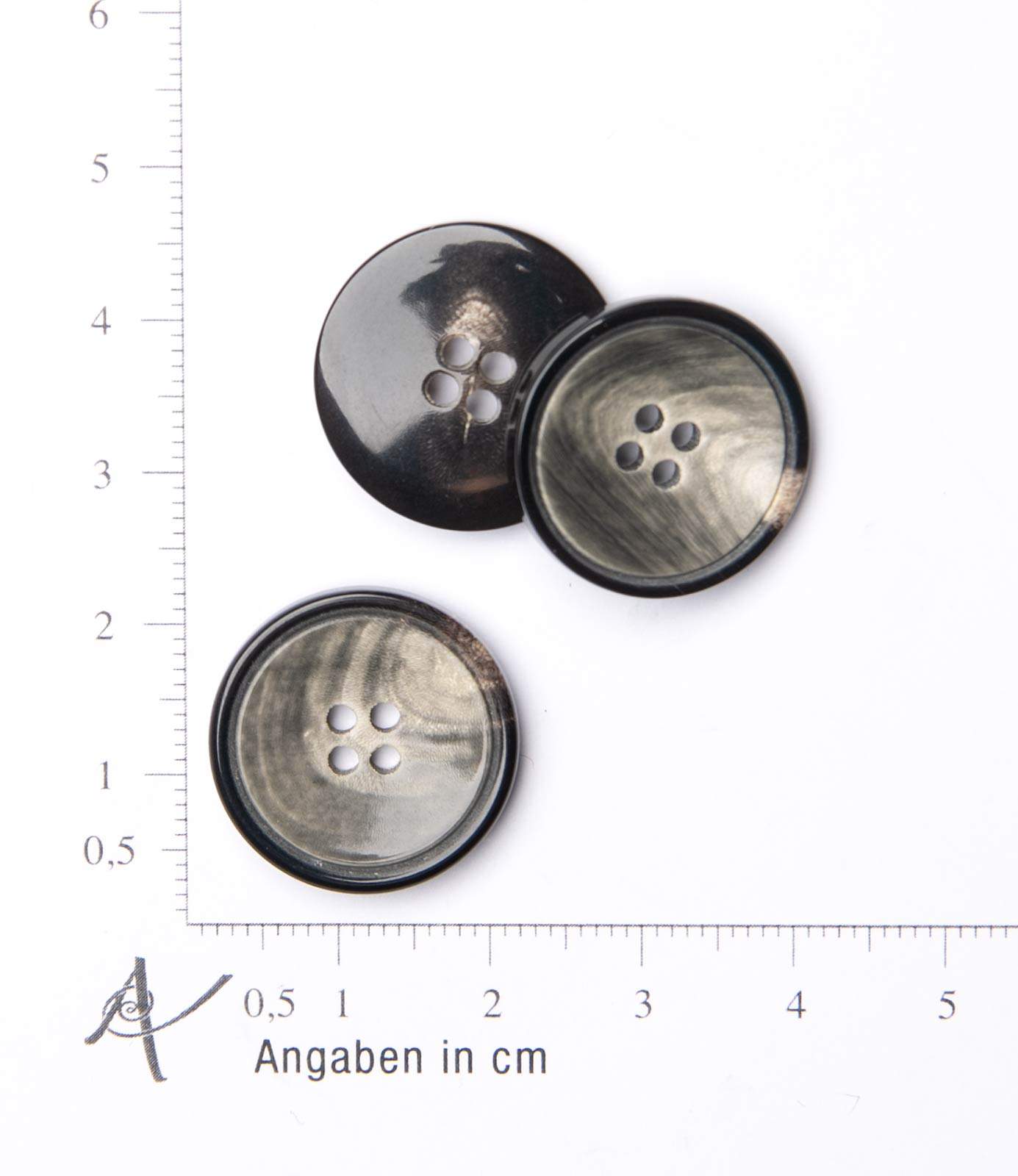 Marmoretta 20 mm, Buttons, black gray, The natural grain dec...