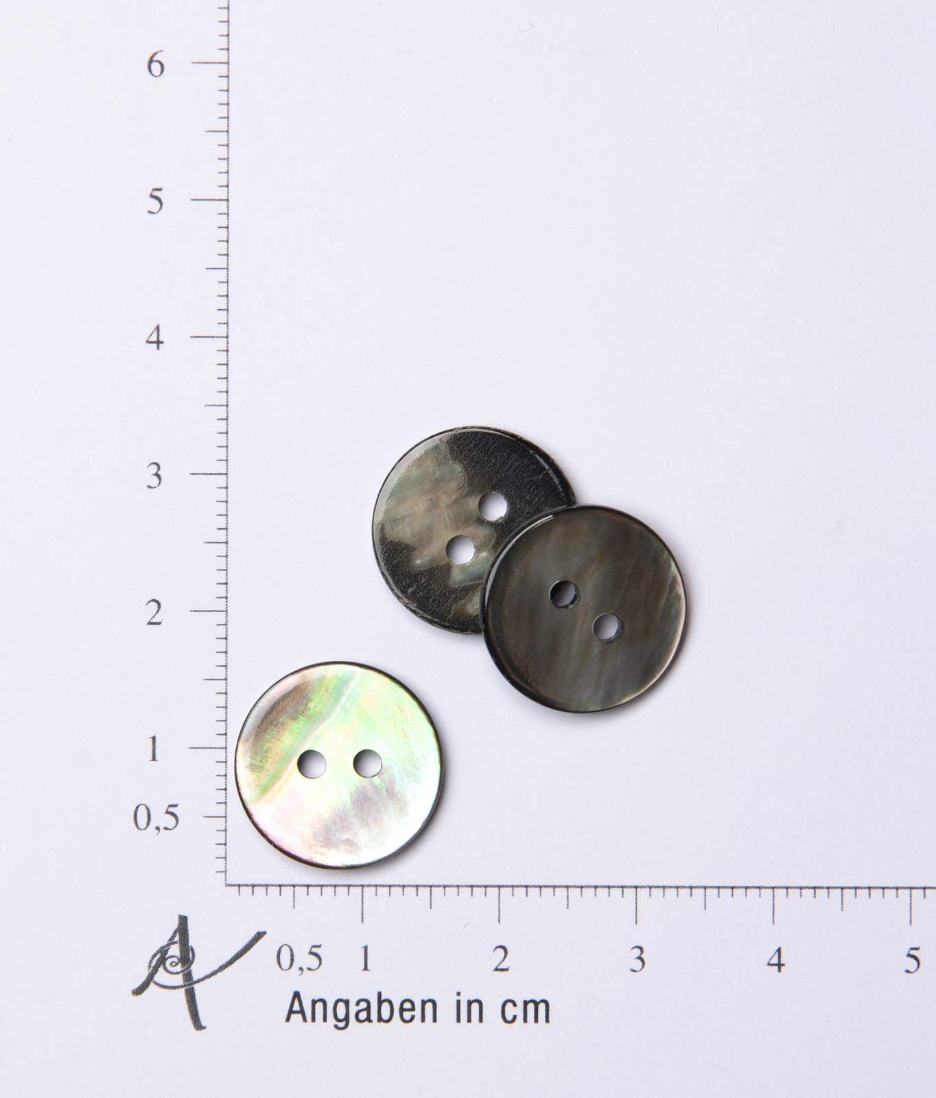 Perlmutt natur 15 mm, Buttons, gray, Timeless mother-of-pear...